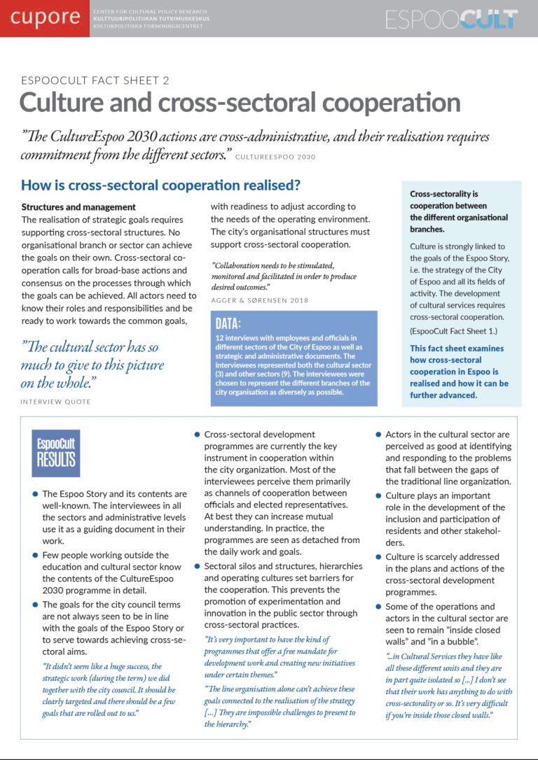 Culture and cross-sectoral cooperation - Cupore